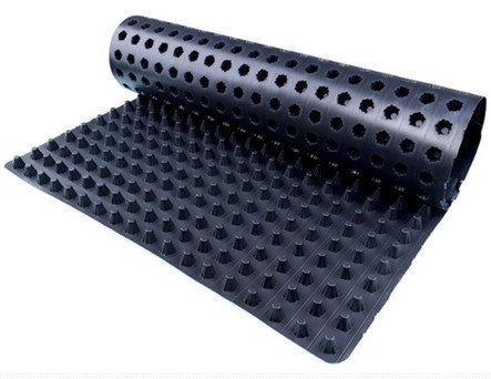 High Hardness Polyethylene Dimpled Drainage Board Mat Black / White Color