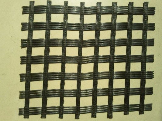 Self - Adhesive Pavement Reinforcement Geogrid Fibreglass Material Black Color