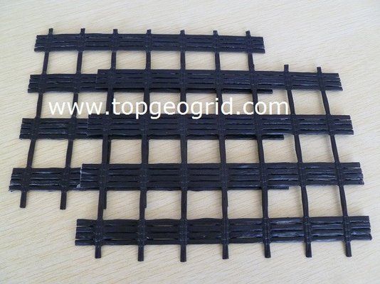 OEM Service Asphalt Reinforcement Geogrid Warp Knitted Black Color Tear Resiatance