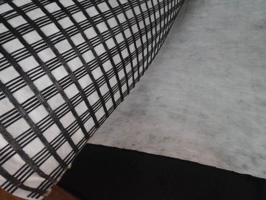 Geocomposite PET / Fiberglass Geogrid Ascension With Geotextile Composite Geogrid