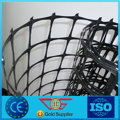 Extruded PP Plastic Biaxial / Unixial Geogrid For Retaining Wall Project Black Color