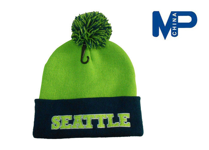 Шлемы Beanie логоса зеленого цвета вышивки с шить вязать шариком/бейсбольной кепкой