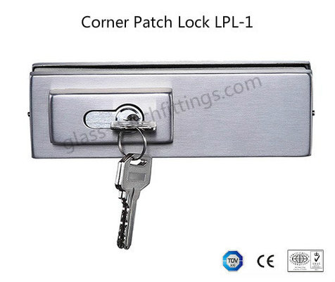 Single Throw Frameless Glass Door Hardware , Corner Patch Lock With Strike Plate