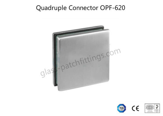 Quadruple Connector Glass Patch Fittings PSS / SSS Surface Finish Stainless Steel Material