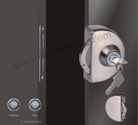 Single Opening Frameless Glass Door Patch Fittings Lock With Strike Plate