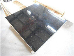 Indoor Black Galaxy Granite Stone Slabs Surface Polished Design
