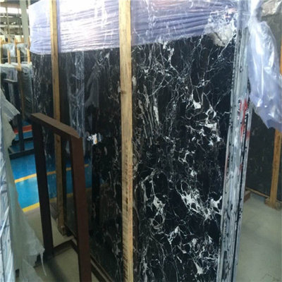 Ice Dapple Black Marble Floor Tiles Bathroom White Flower Design