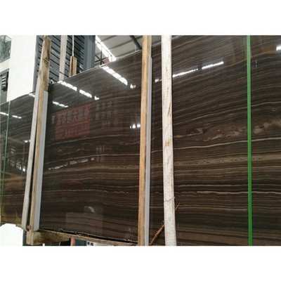 Home Brown Wooden Marble Slab Thickness Corrosion Resistant Design