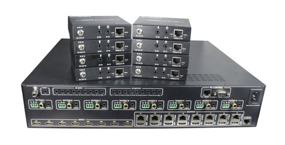 POE HDBaseT Matrix Switch 8*8 HDMI Matrix Over CAT5E/6/7 with 100meters Extending