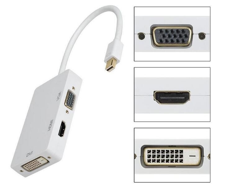 3 In 1 Mini Thunderbolt Display Transmission Shift Cable For Apple For MacBook Pro Mac Air