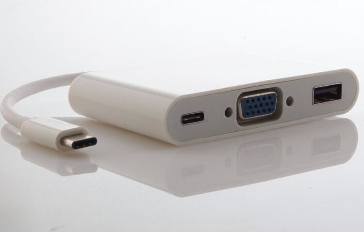 USB 3.1 Type C To VGA Type C Female USB HUB Adapter With 10 Cm Length , PVC Material