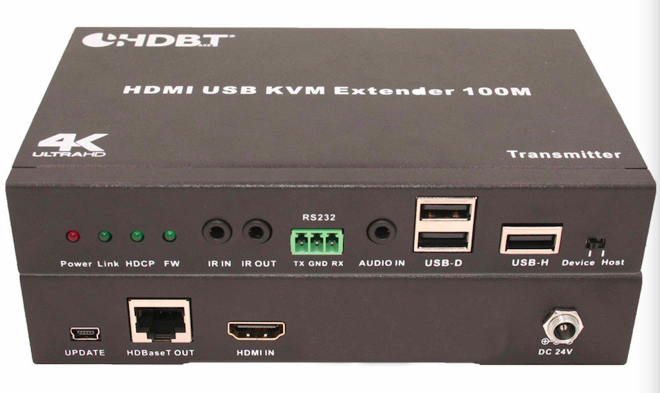 Black 4K 2K 1080P HDBaseT HDMI Extender with IR RS232 Control , USB2.0 Extending