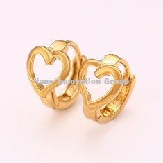 China fashion 24K dubai golden jewelry, latest design heart shaped clip-on earrings supplier