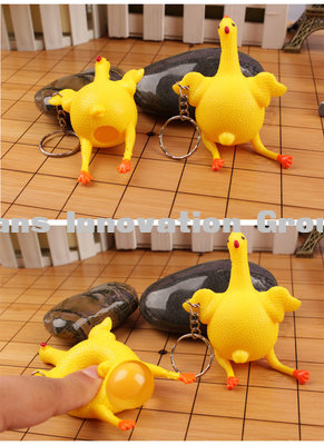 Wholesale Decompression Laying Hen Toy Inflatable Fidget Toy Keychain Tricking toy supplier