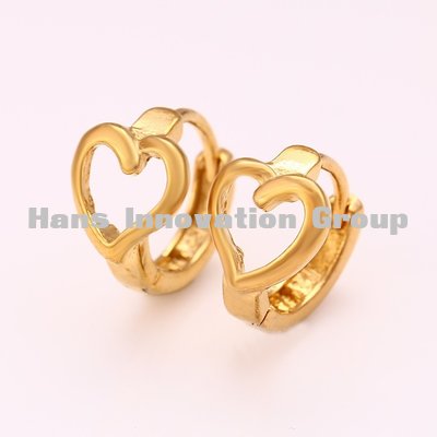 fashion 24K dubai golden jewelry, latest design heart shaped clip-on earrings supplier