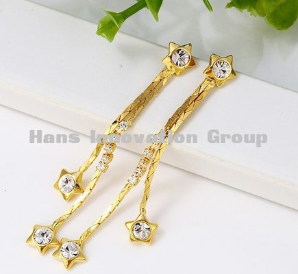 gold fashion long drop earrings Women's supplier