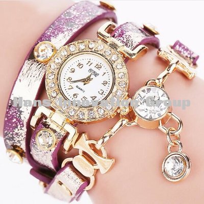 Newest design Long Strap Diamond Chain Fashion Lady Leather Bracelet Watches supplier