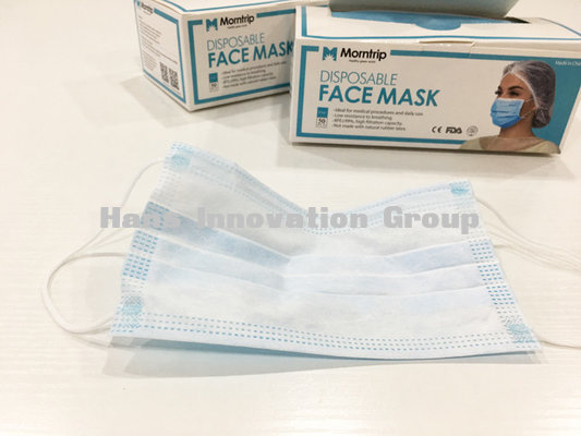 Blue Earloop Pleated 3 Ply Medical Procedure Disposable Surgical Mask supplier