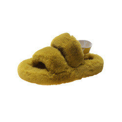 Hot sale Women fluffy Slippers Ladies Cute Plush Sandals ladies Fur Slippers Winter Warm flat sole house shoes