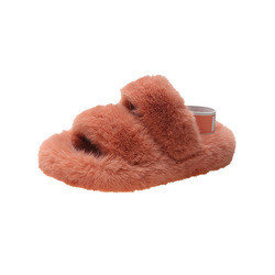 Hot sale Women fluffy Slippers Ladies Cute Plush Sandals ladies Fur Slippers Winter Warm flat sole house shoes