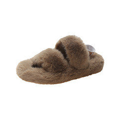 Hot sale Women fluffy Slippers Ladies Cute Plush Sandals ladies Fur Slippers Winter Warm flat sole house shoes