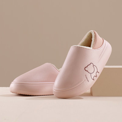 new Winter Couples Ladies House shoes With Non-Slip women Waterproof Upper  Plush Lining  Slippers eva rubber sole