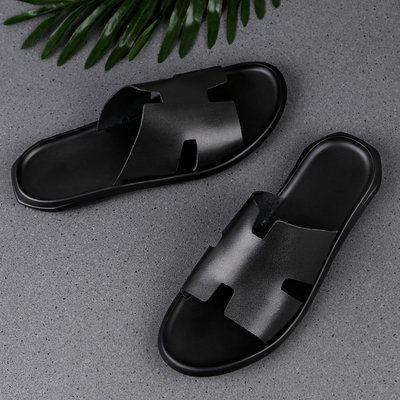 Flat  Solid Color Men Slippers Upper Breathable Home Slippers