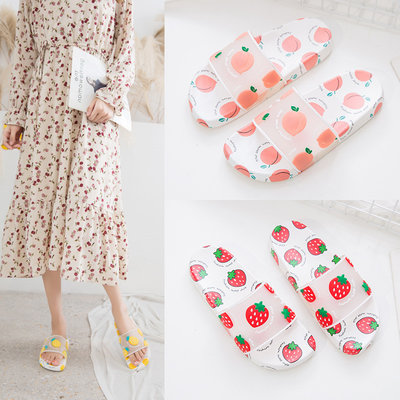 2022 New summer fashion PVC Material non-slip home sandals women cute Fruit Bathroom slide Slippers wholesale