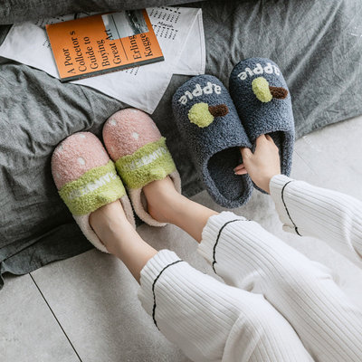 Winter Women plush Slippers Cute Fruit Warm Slippers Woman Indoor Home Flat Slides fruit winter sandals