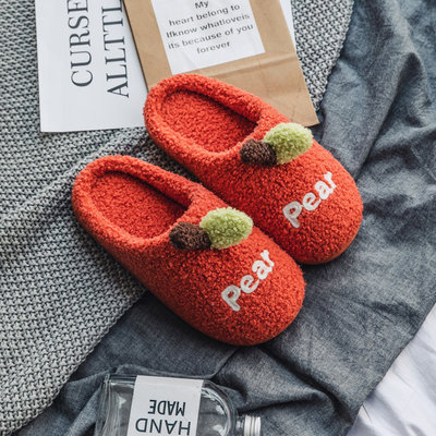 Winter Women plush Slippers Cute Fruit Warm Slippers Woman Indoor Home Flat Slides fruit winter sandals