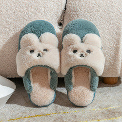 Wholesale fashion women slippers soft plush cartoon cute bear vamp breathable home indoor shoes winter
