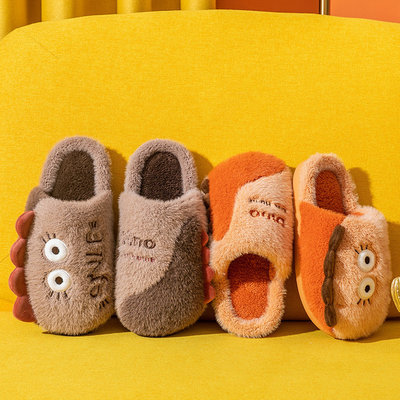 Hot selling cute cartoon factory price bedroom slippers closed toe warm soft plush Winter women home indoor shoes