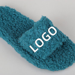 Custom logo outdoor soft plush slippers for women and ladies hot sale wholesale non-slip home indoor custom shoes