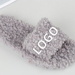 Custom logo outdoor soft plush slippers for women and ladies hot sale wholesale non-slip home indoor custom shoes