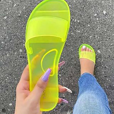 Jelly Sandals Custom 2022 Women Bath casual shoes Summer fashion ladies transparent Flat Slippers in stock