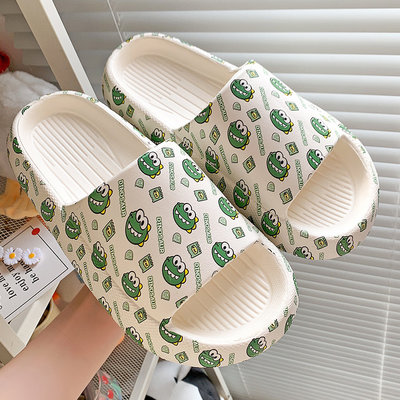2022 new couple non-slip cute Printed pattern fashion casual shoes women summer home thick bottom sandals and slippers