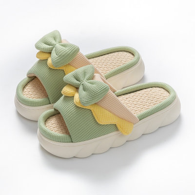 Spring linen slippers women non-slip indoor home sweat-absorbing thick bottom cheap bedroom shoes custom slippers with logo