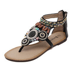 Summer new fashion ethnic style flat sandals hot selling Bohemian comfortable light slippers hollow women shoes