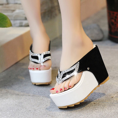 2022 rhinestone fashion design slides slippers lady heels flip flops non-slip summer sandals for women and ladies