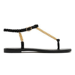 Factory supply casual shoes for women hot sale chain decorate flat flip flops low heel custom solid color sandals