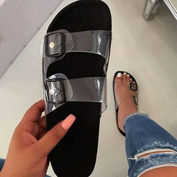 2022 new transparent women slides slippers wholesale fashion beach casual shoes for ladies soft sole flat sandals