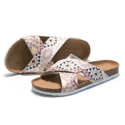 Cross Strap Ladies Sandals Upper Summer Beach Casual Slides