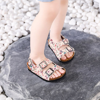 New Floral Children Cork Sandals wholesale fashion Girls Slippers kids Beach Shoes Toddler baby boy shoes