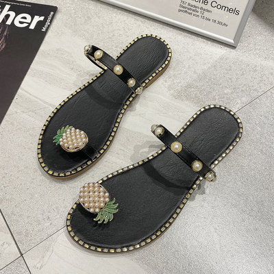 New design pearl decoration upper summer sandals women soft sole casual shoes non-slip flip-flops slippers