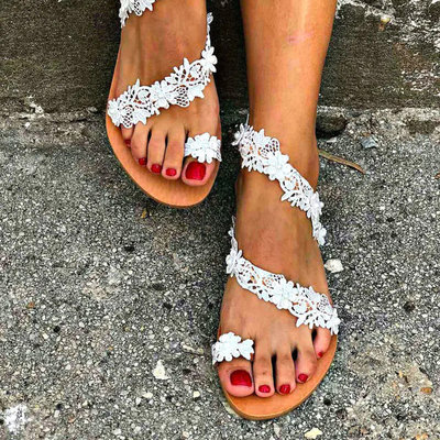 Factory supply new design flower decoration upper casual shoes soft sole non-slip sandals Breathable flip-flops slippers