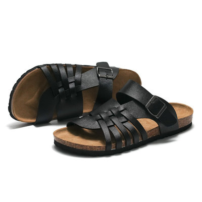 Men Cork Flat Casual Beach Shoes Soft Sole Non Slip Sandals
