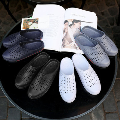 New design couple hole casual shoes summer sandals women breathable flat non-slip Men beach hollow lazy half slippers