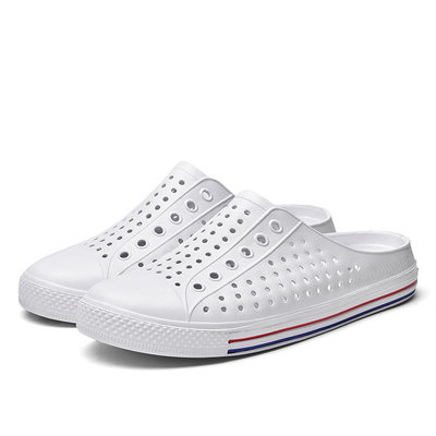 New design couple hole casual shoes summer sandals women breathable flat non-slip Men beach hollow lazy half slippers