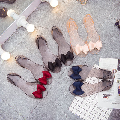 Fashion trend Bowknot upper design summer Sandals women Flat Jelly Casual Shoes Comfortable and Soft slippers