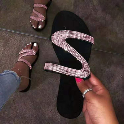 2022 New Design summer sandals women Luxury Glitter Diamond casual shoes Outdoor Beach non-slip Slippers